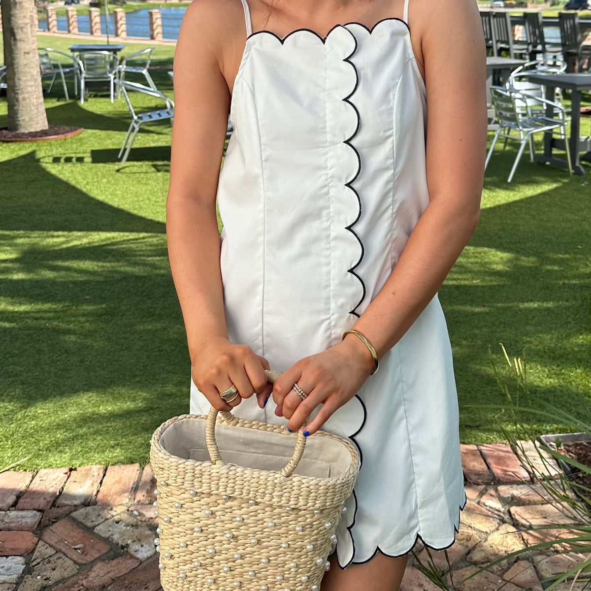 Scallop Spray Dress - white or green – Blu Jetty